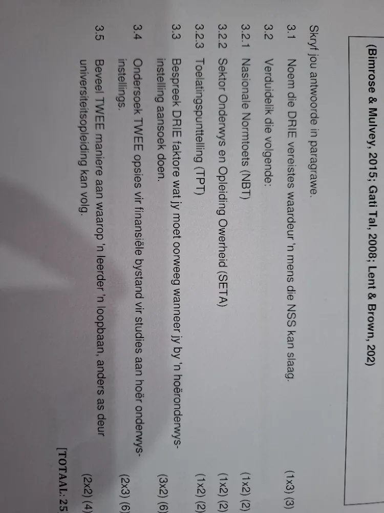 Skryf jou antwoorde in paragrawe. 3.1 Noem | StudyX