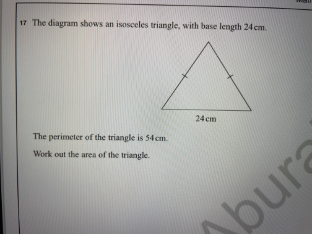 17 The diagram shows an isosceles triangle, | StudyX