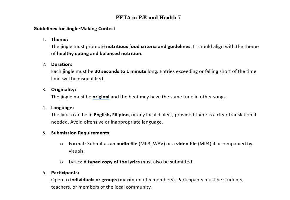 Guidelines for Jingle-Making Contest 1 Theme
