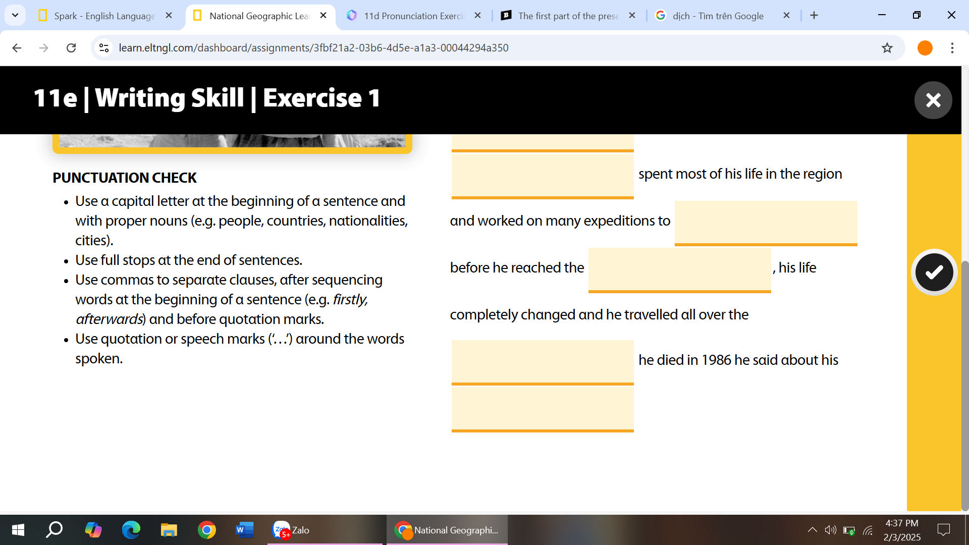 11e Writing Skill Exercise 1 Read the | StudyX