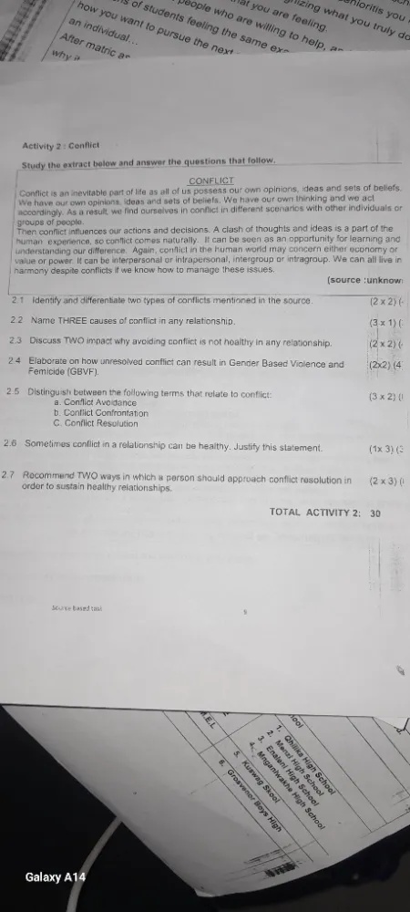 Activity 2: Conflict Study the extract below | StudyX