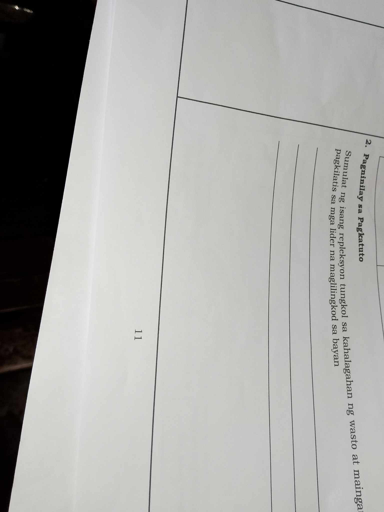 2. Pagninilay sa Pagkatuto Sumulat ng isang | StudyX