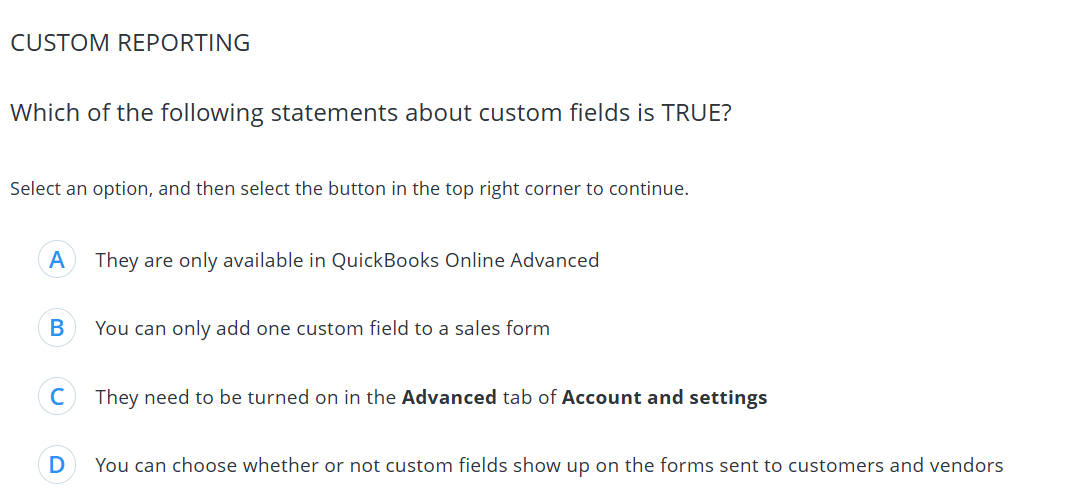 CUSTOM REPORTING Which of the following | StudyX