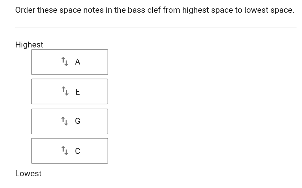 Order these space notes in the bass clef | StudyX