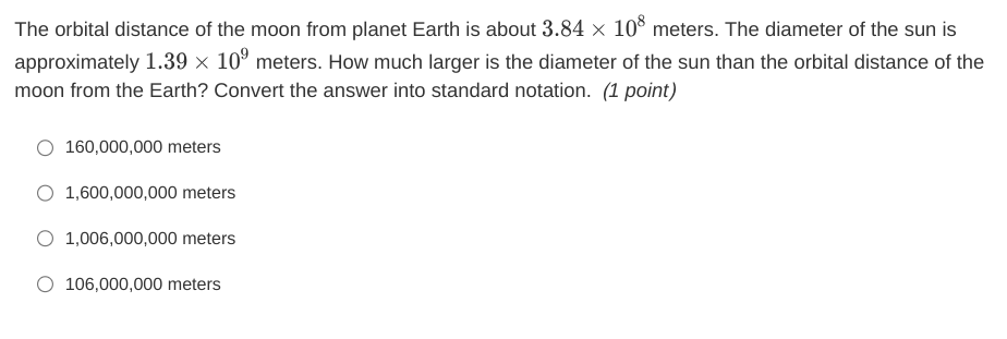 The orbital distance of the moon from planet | StudyX