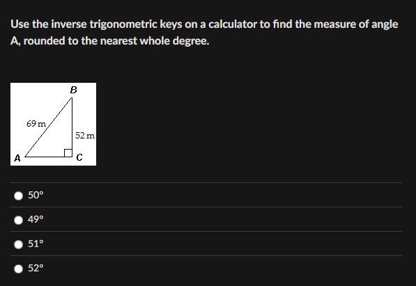 Use the inverse trigonometric keys on a | StudyX