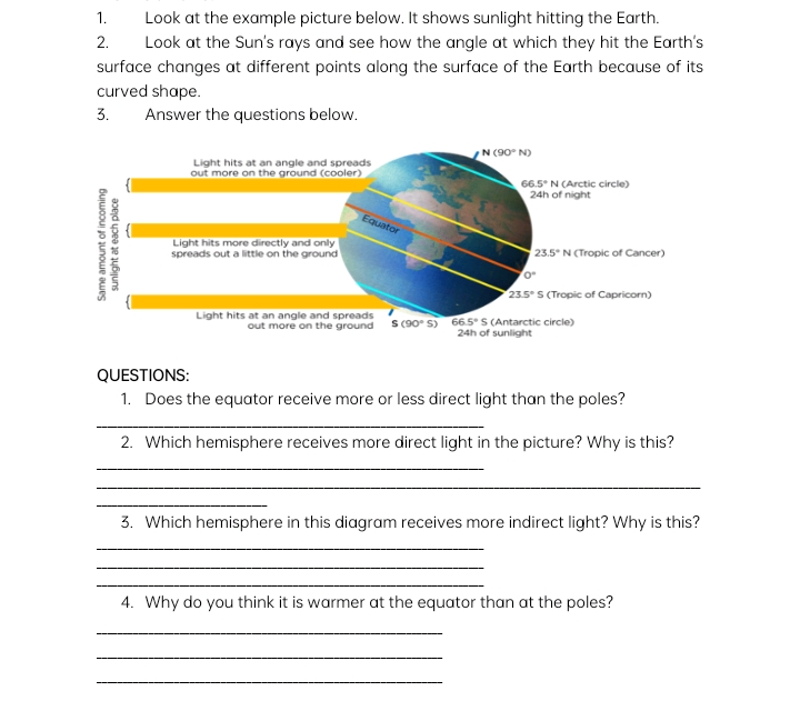 1. Does the equator receive more or less | StudyX