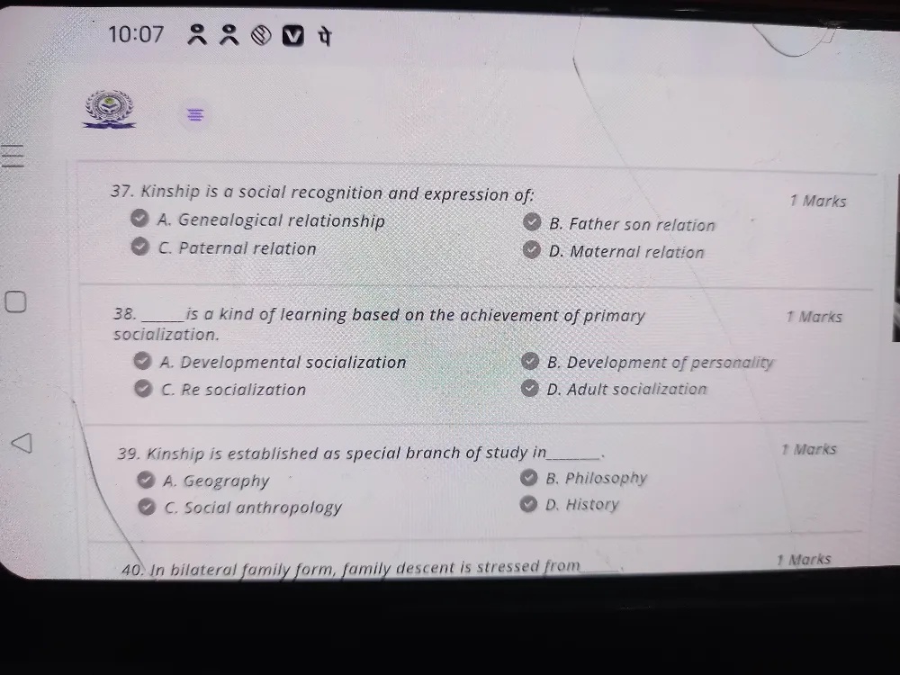 37 Kinship is a social recognition and | StudyX