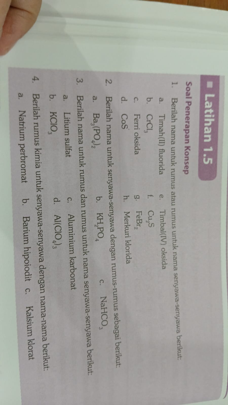 Latihan 15 Soal Penerapan Konsep 1 Berilah | StudyX