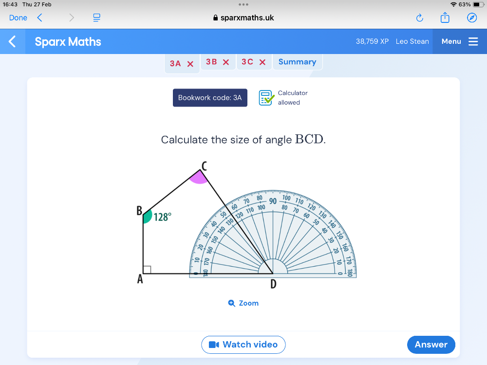 Calculate the size of angle BCD. The image | StudyX