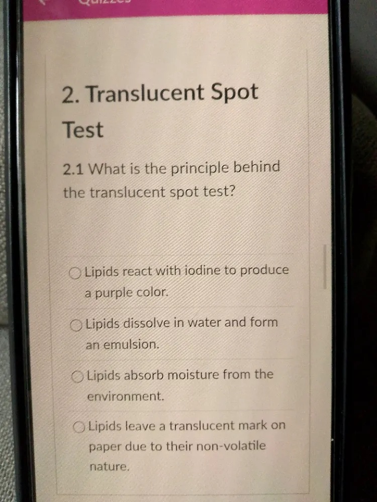 2 Translucent Spot Test 21 What is the | StudyX