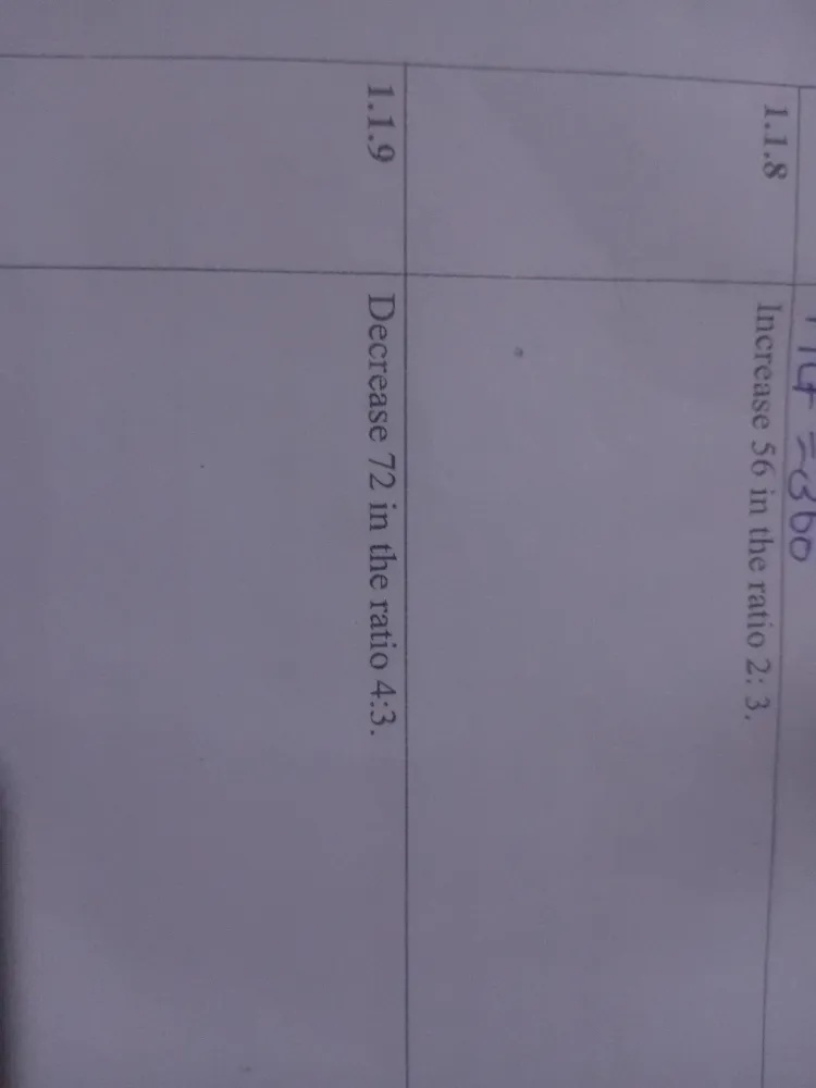 1.1.8 Increase 56 in the ratio 2: 3. 1.1.9 | StudyX