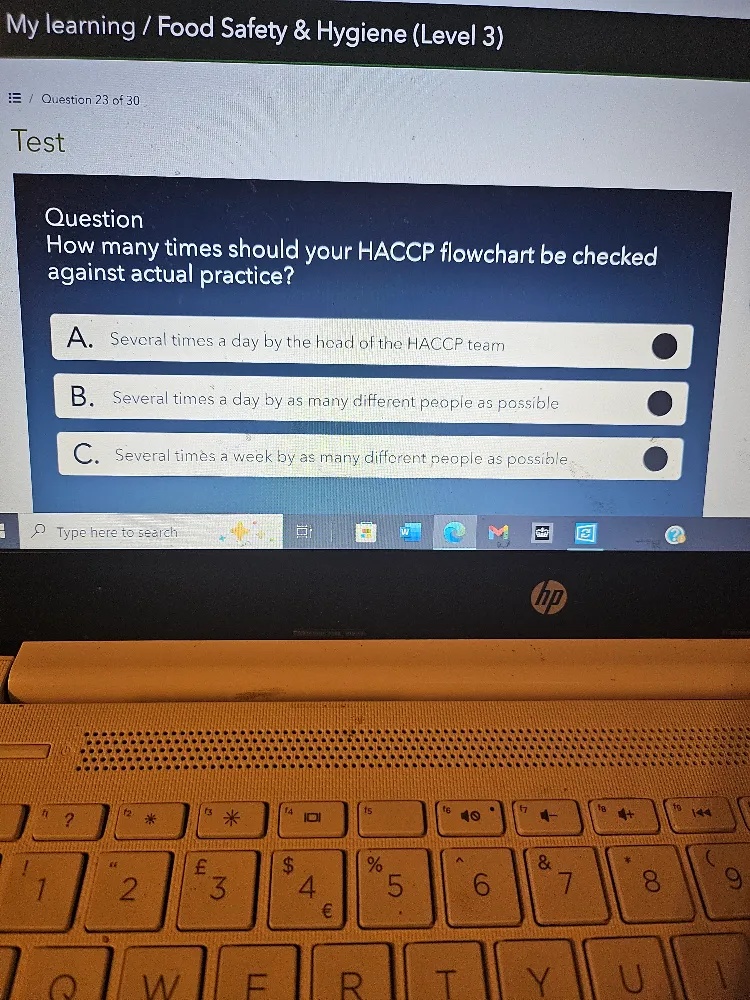 Question How many times should your HACCP | StudyX