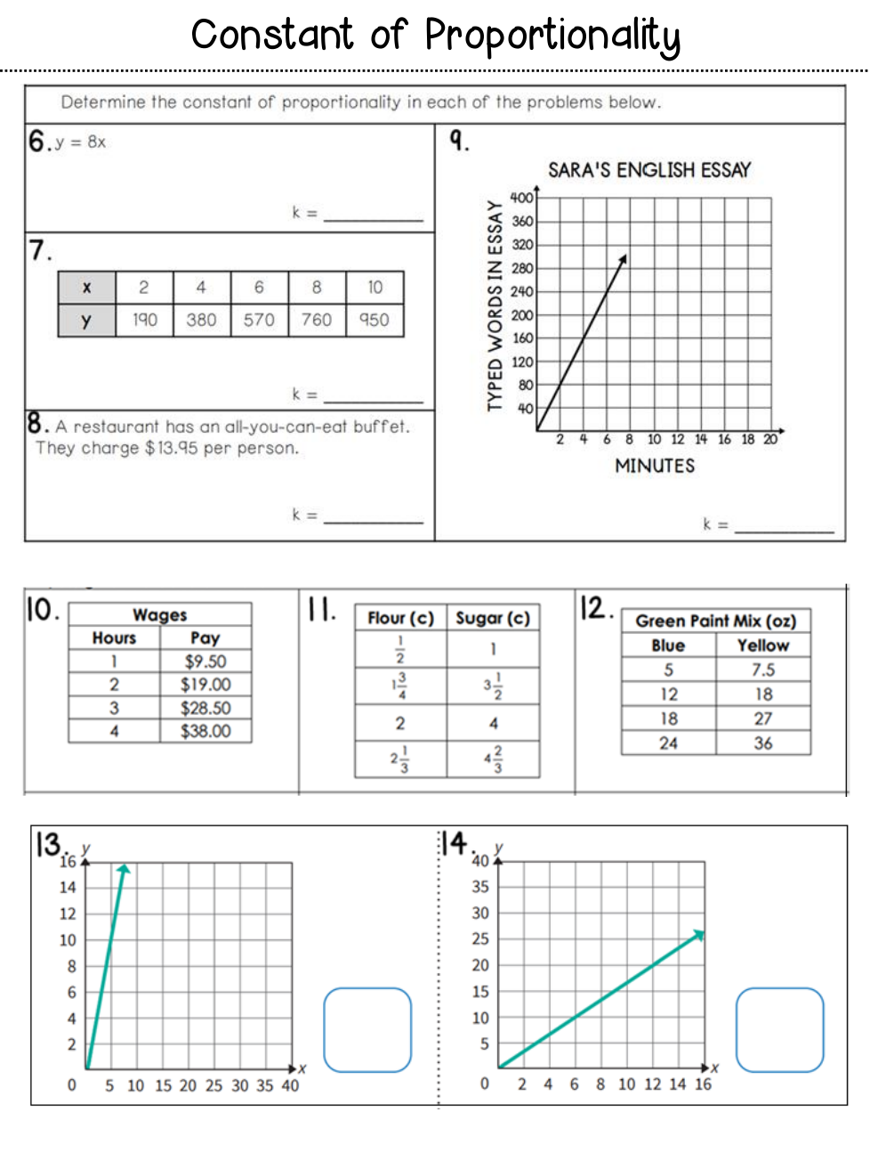 Constant of Proportionality Determine the | StudyX