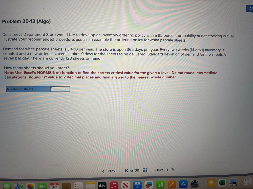 Problem 20-13 (Algo) Dunstreet's Department | StudyX