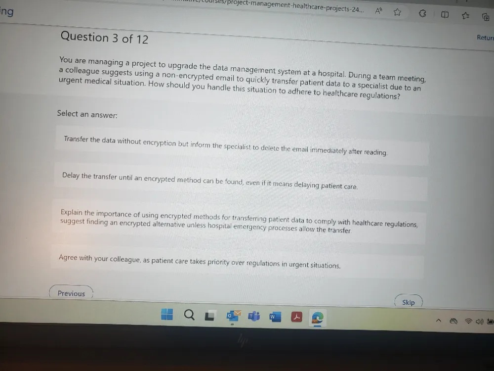 Question 3 of 12 You are managing a project | StudyX
