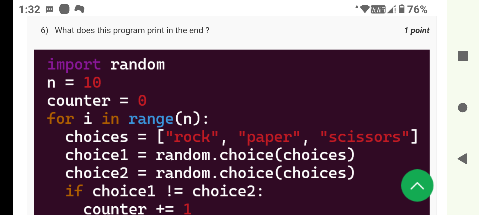 6) What does this program print in the end ? | StudyX