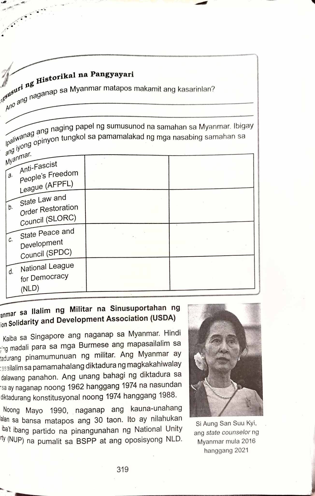 Ano ang naganap sa Myanmar matapos makamit | StudyX