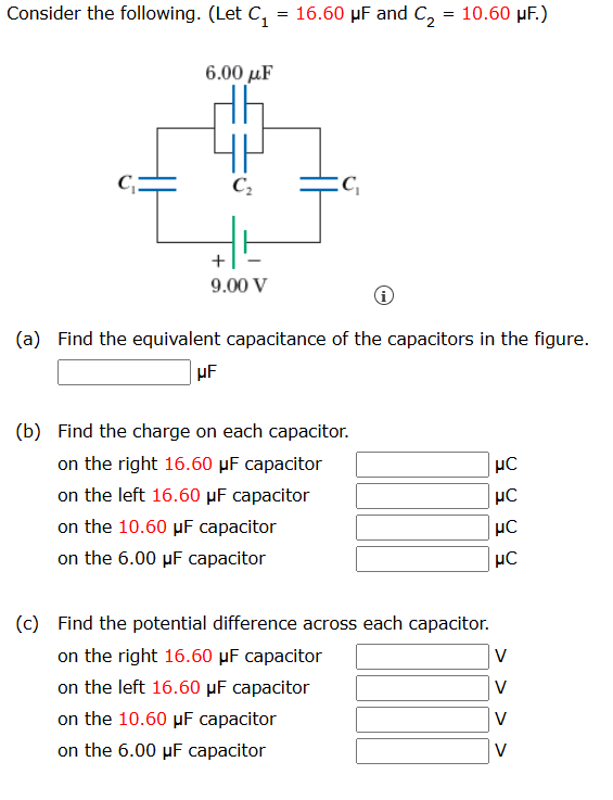 Consider the following. (Let C₁ = 16.60 µF | StudyX