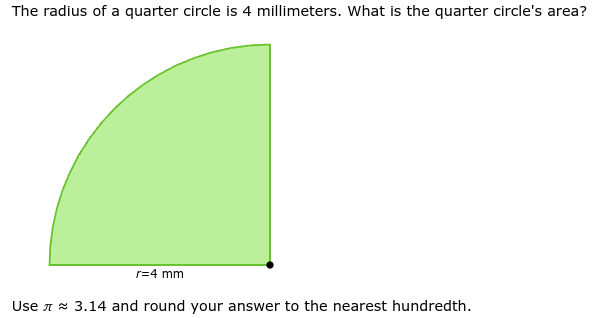 The radius of a quarter circle is 4 | StudyX