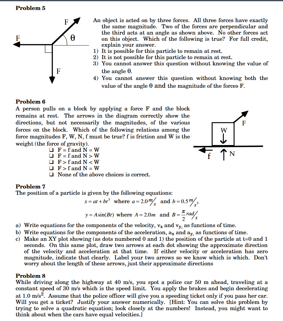 Problem 5 An object is acted on by three | StudyX