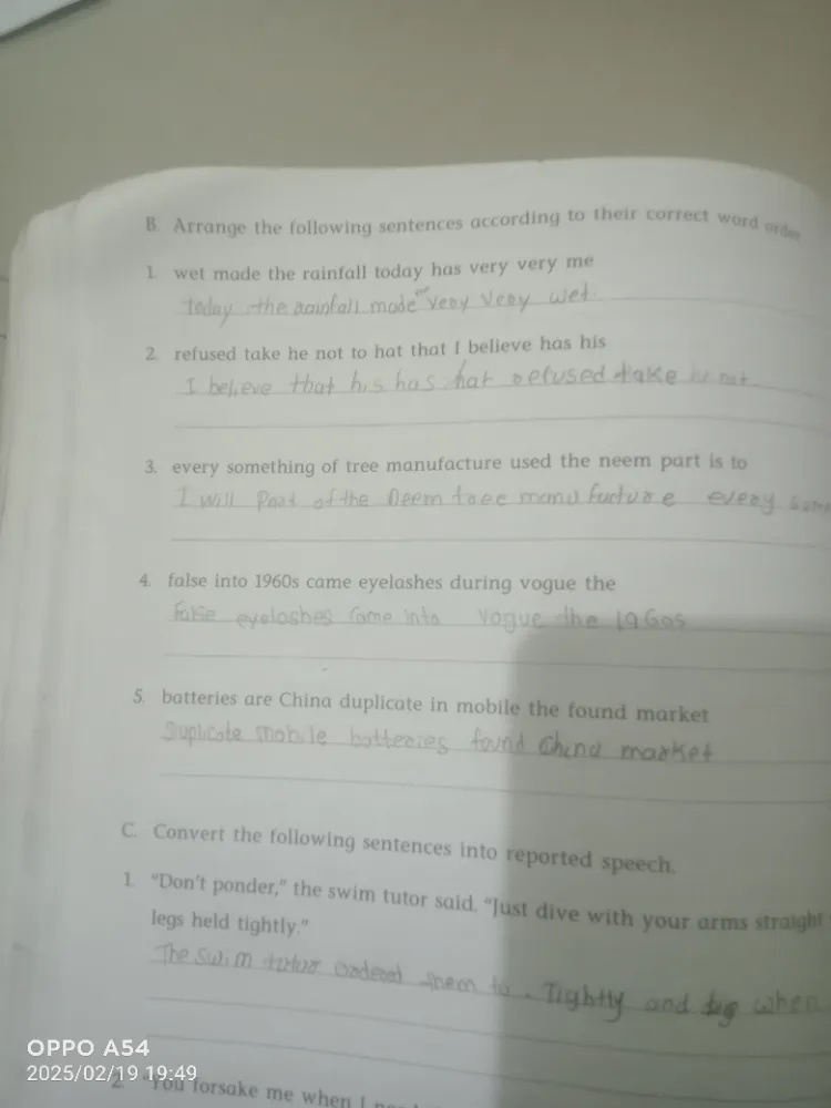 B Arrange the following sentences according | StudyX