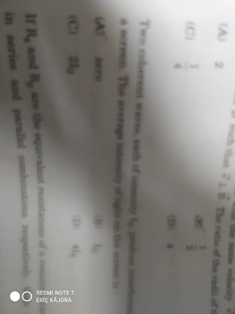 Two coherent waves, each of intensity $I_0$, | StudyX