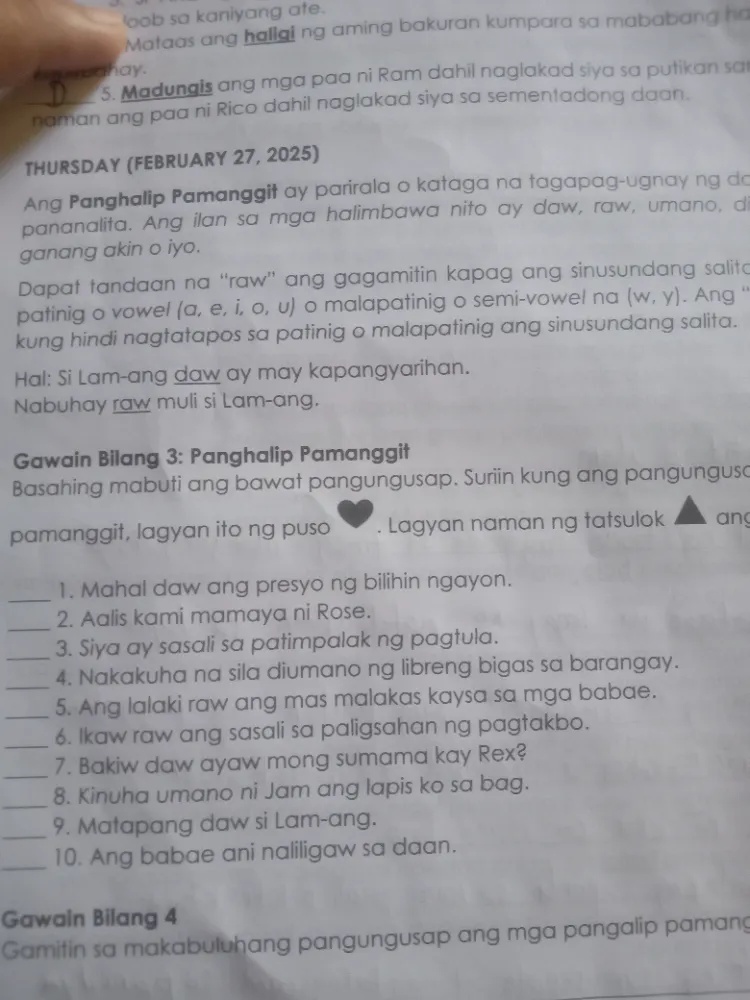 Gawain Bilang 3: Panghalip Pamanggit | StudyX