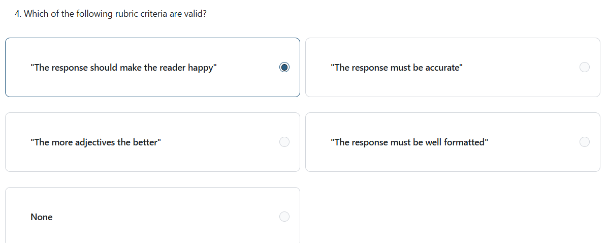 4. Which of the following rubric criteria | StudyX