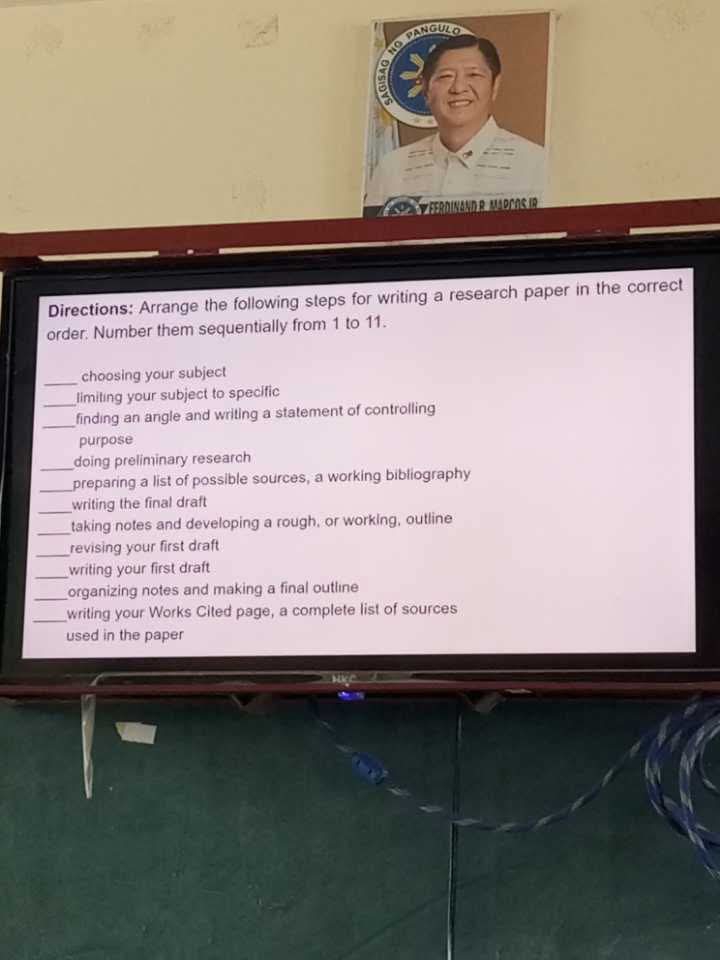 Directions Arrange the following steps for | StudyX