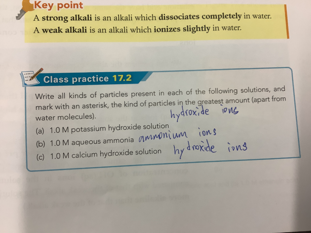 Key point A strong alkali is an alkali which | StudyX