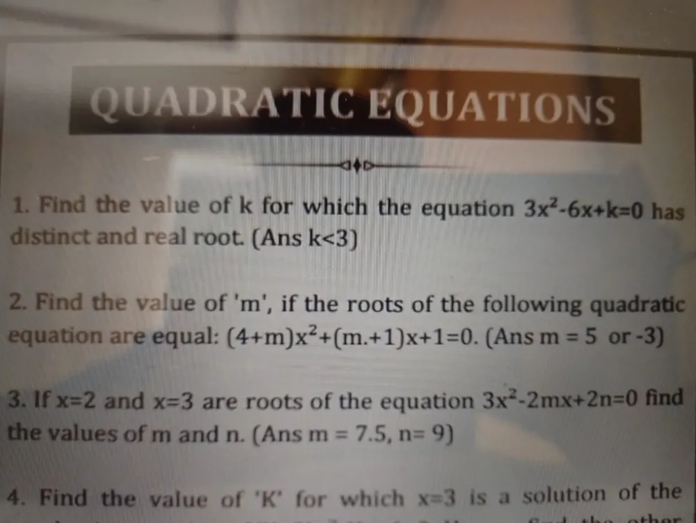 1. Find the value of k for which the | StudyX