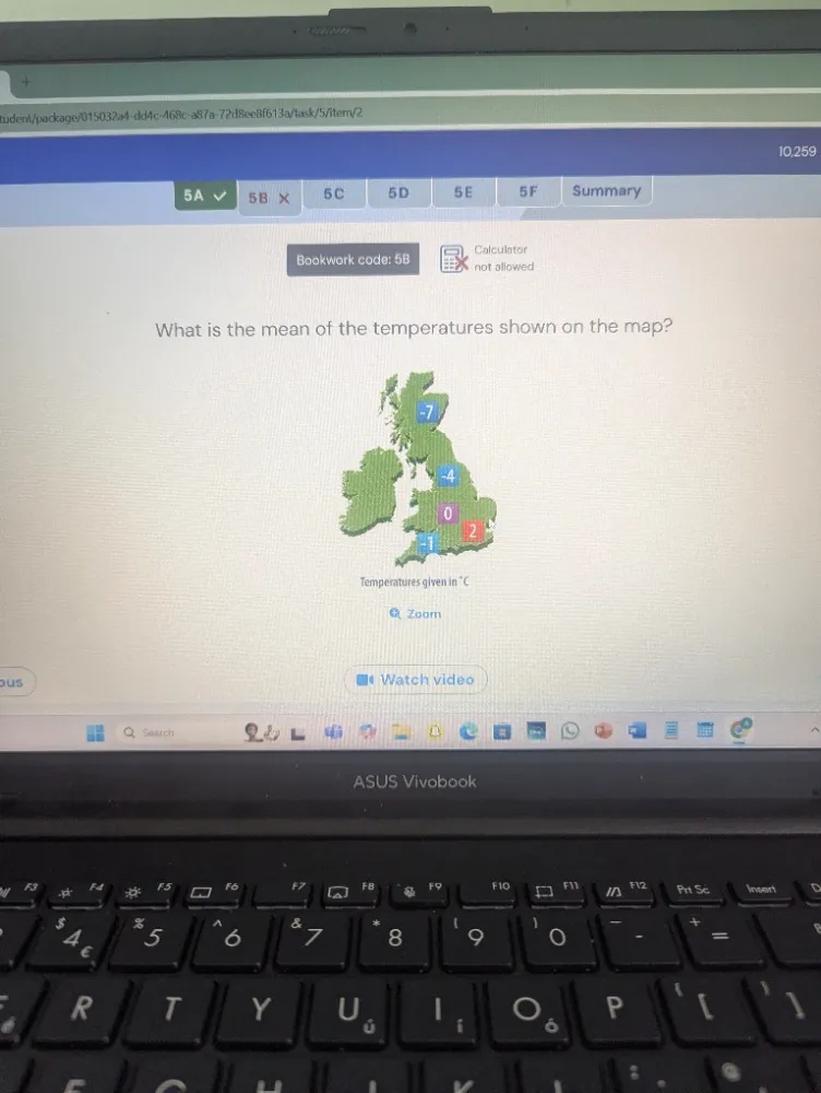 What is the mean of the temperatures shown | StudyX