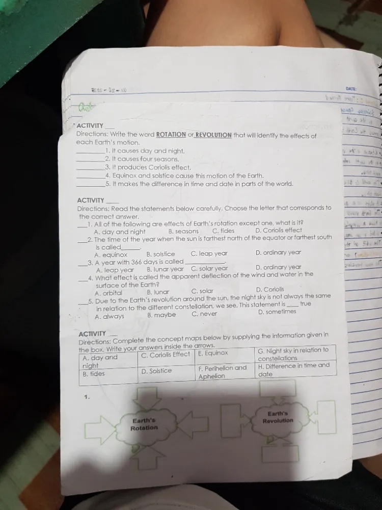 ACTIVITY Directions: Write the word ROTATION | StudyX