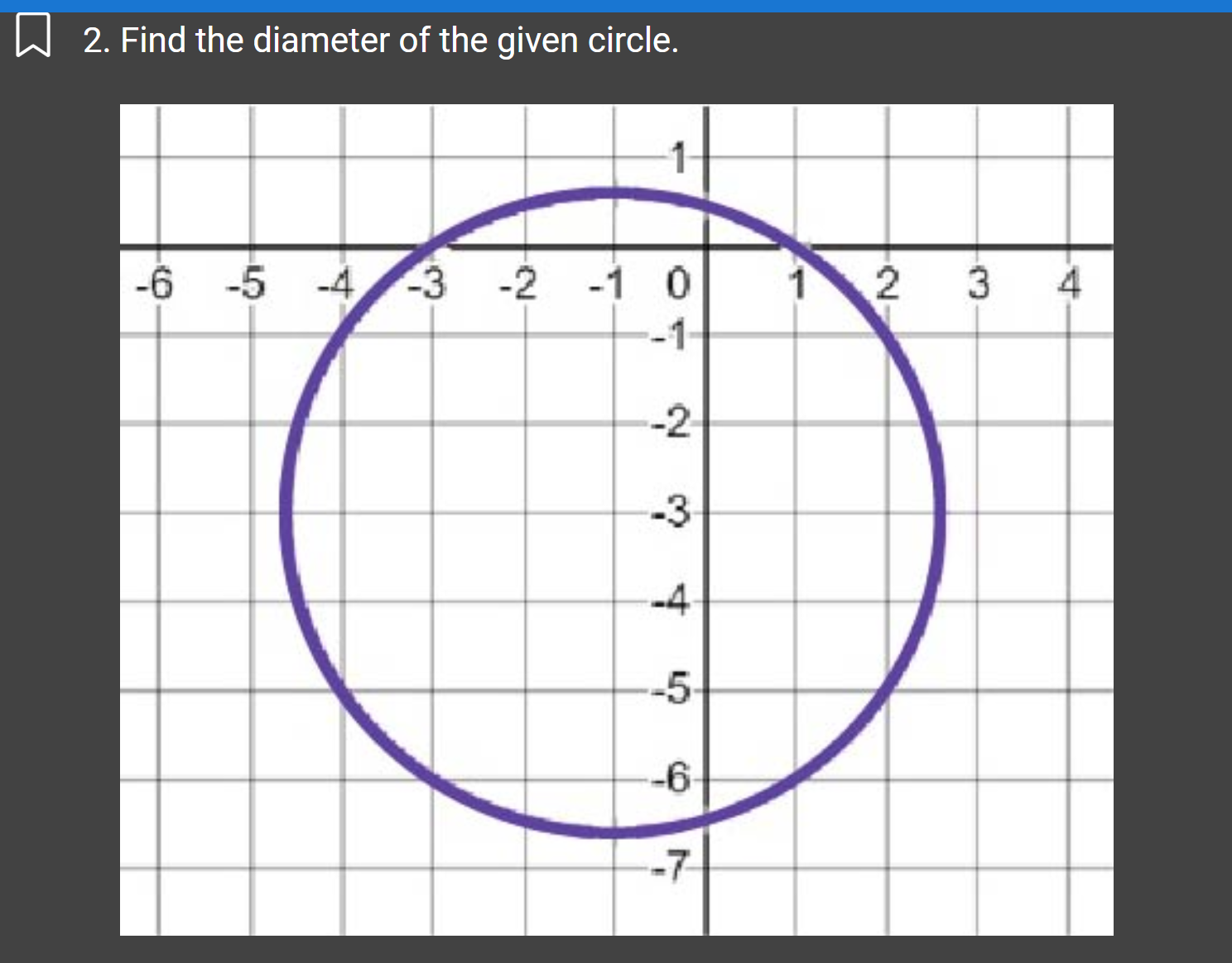 2. Find the diameter of the given circle. | StudyX