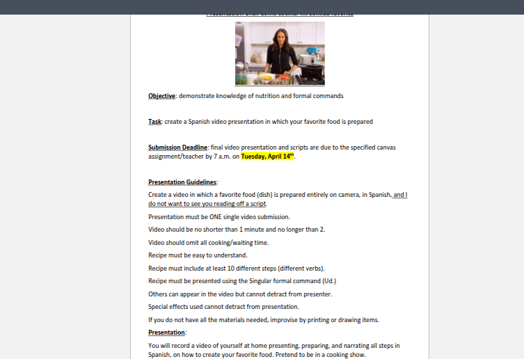 Objective: demonstrate knowledge of