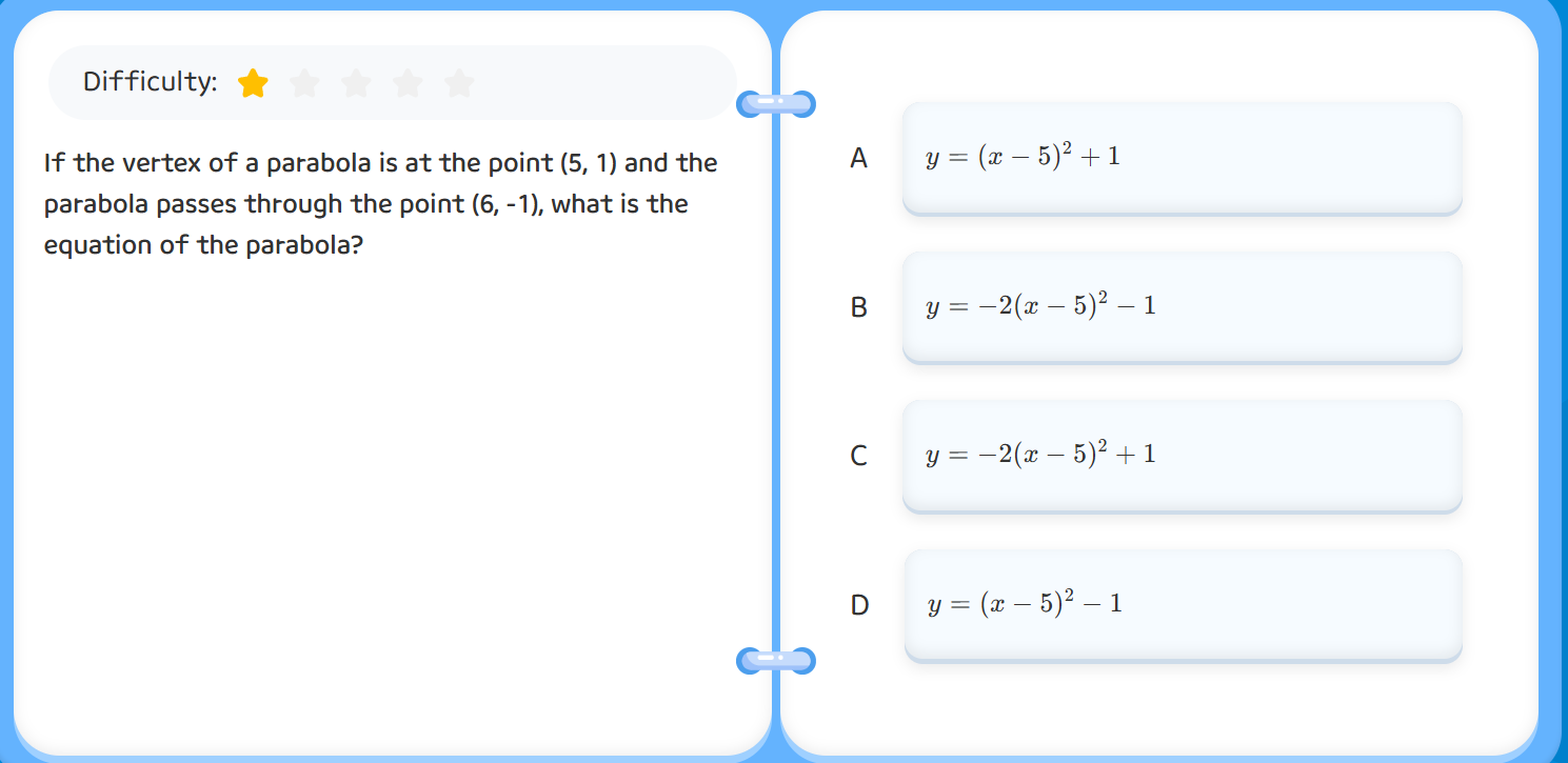 If the vertex of a parabola is at the point