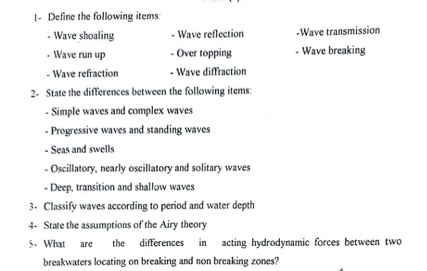 1- Define the following items: - Wave | StudyX
