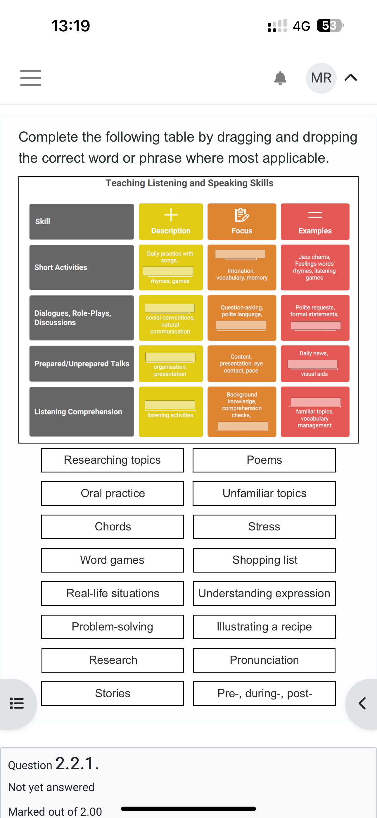 Complete the following table by dragging and | StudyX