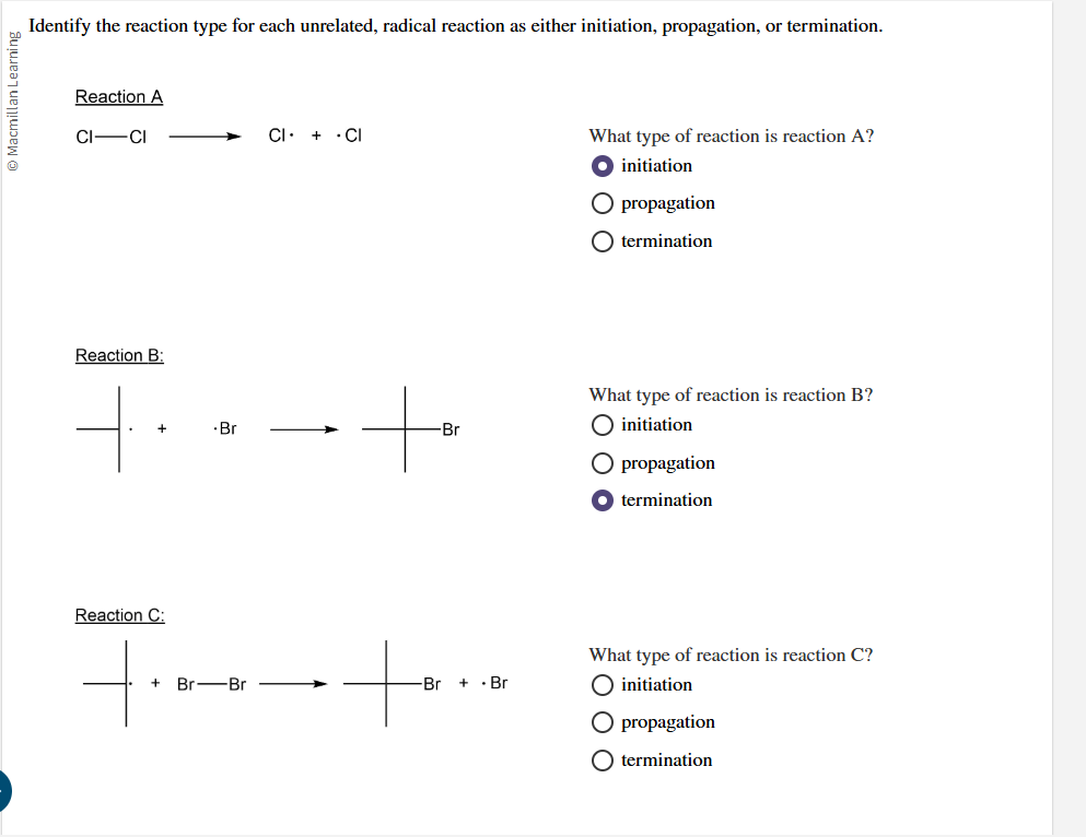 Identify the reaction type for each | StudyX