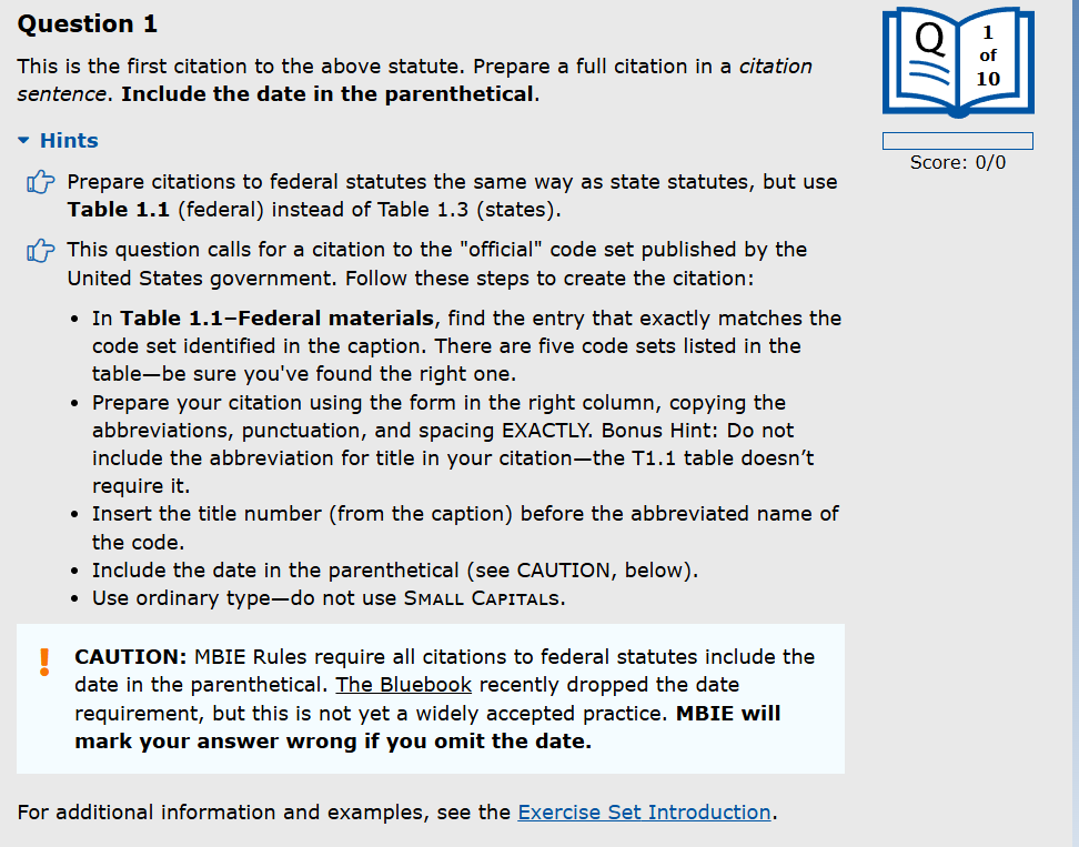 Question 1 This is the first citation to | StudyX