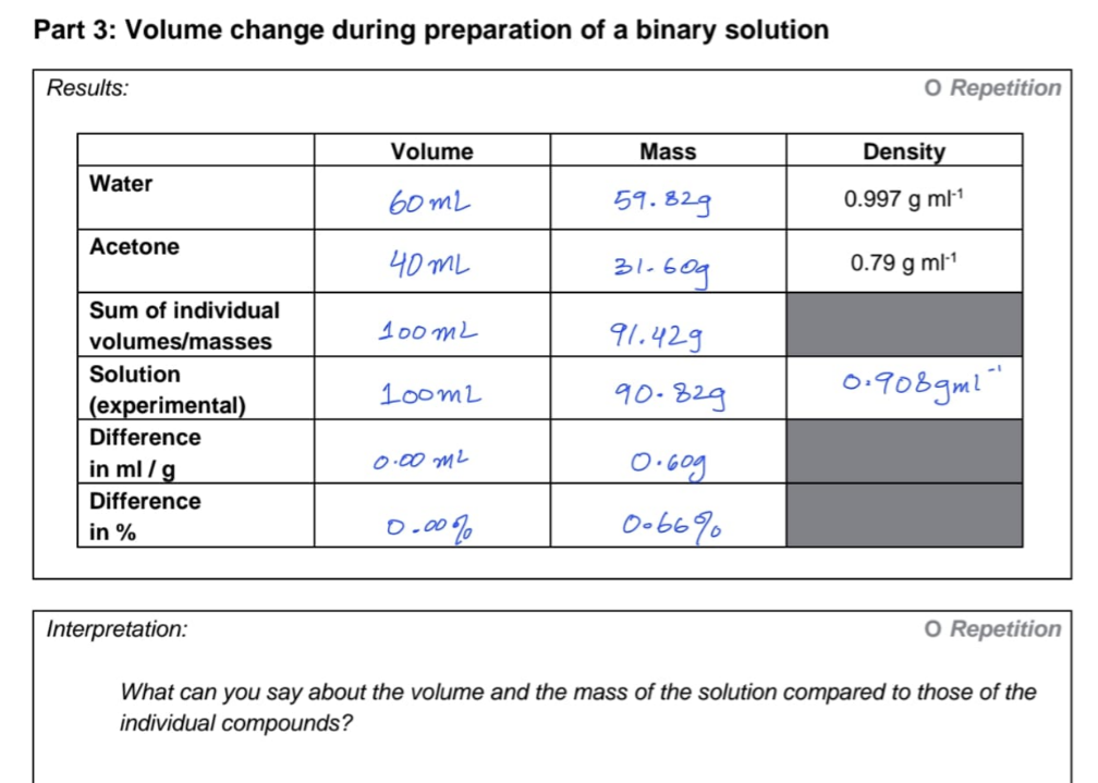 Part 3: Volume change during preparation of | StudyX