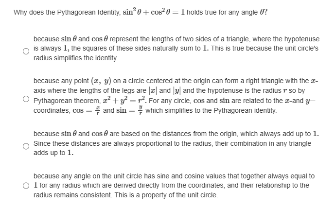 Why does the Pythagorean Identity, $ ^2 + | StudyX