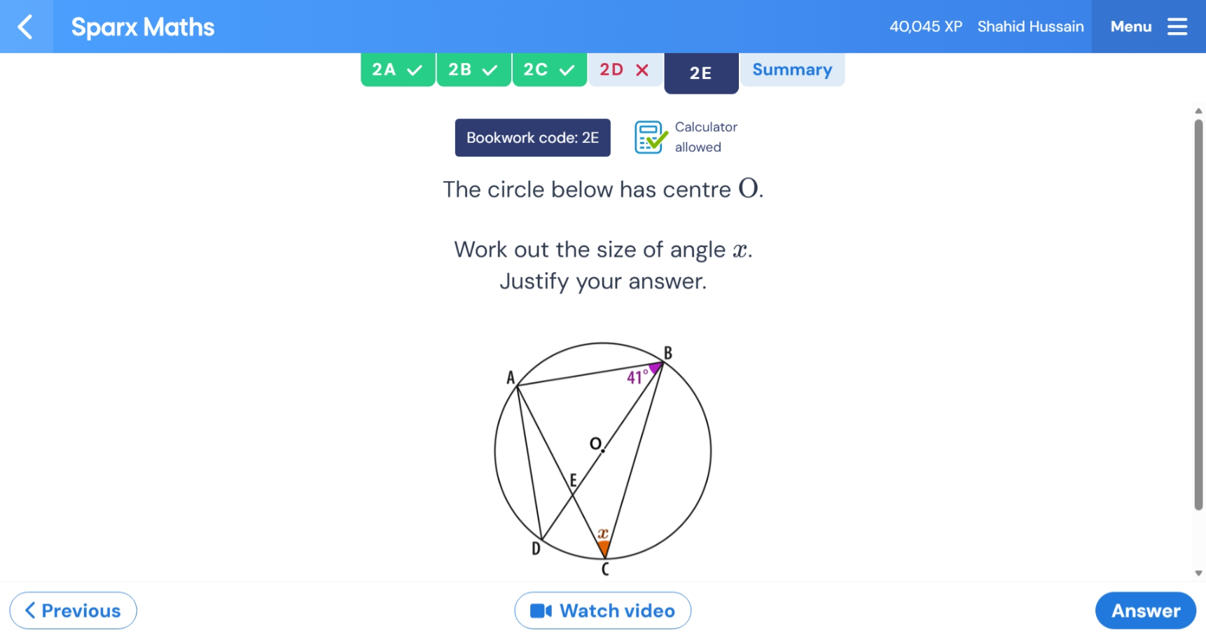 The circle below has centre O. Work out the | StudyX