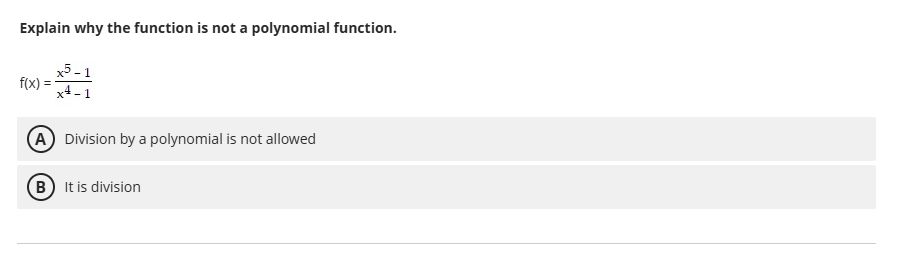 Explain why the function is not a polynomial | StudyX