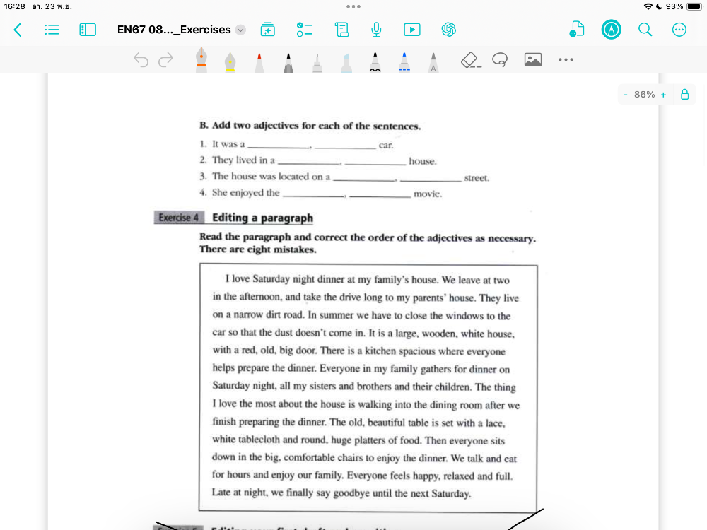 Exercise 4 Editing a paragraph Read the | StudyX