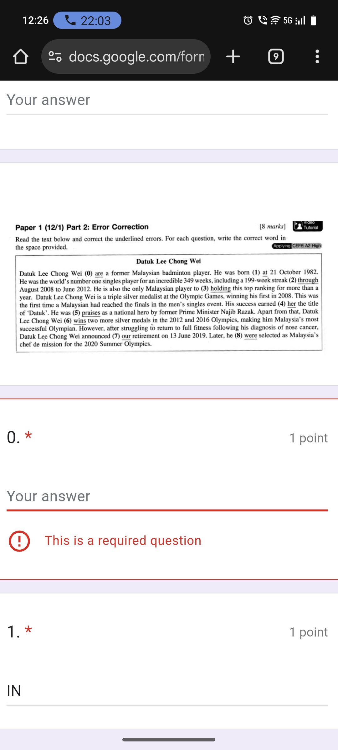 Paper 1 (12/1) Part 2: Error Correction [8 | StudyX