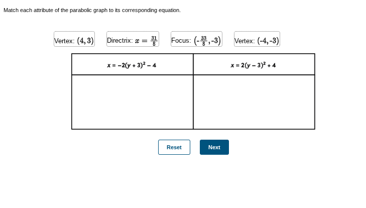 Match each attribute of the parabolic graph | StudyX