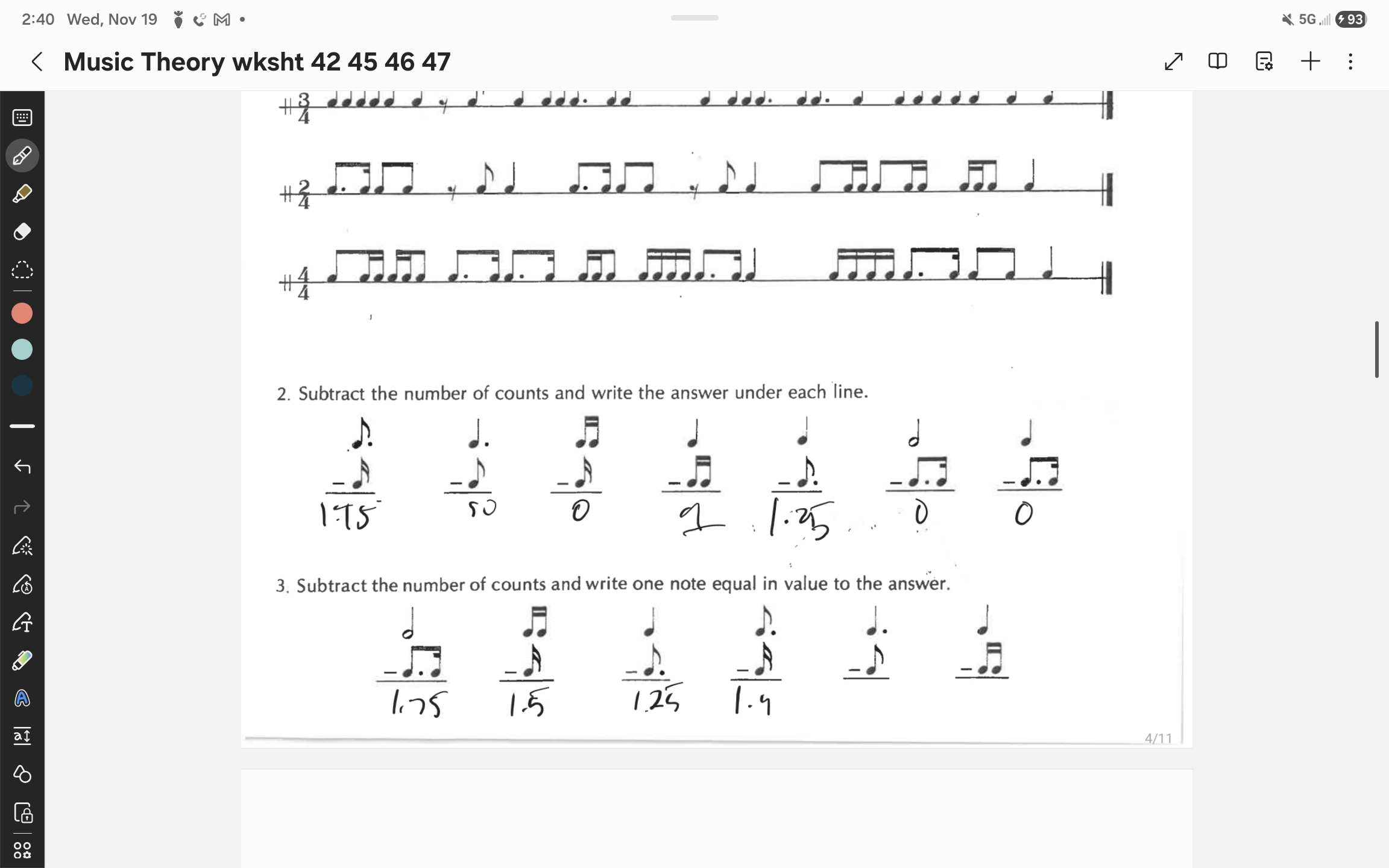 2. Subtract the number of counts and write | StudyX