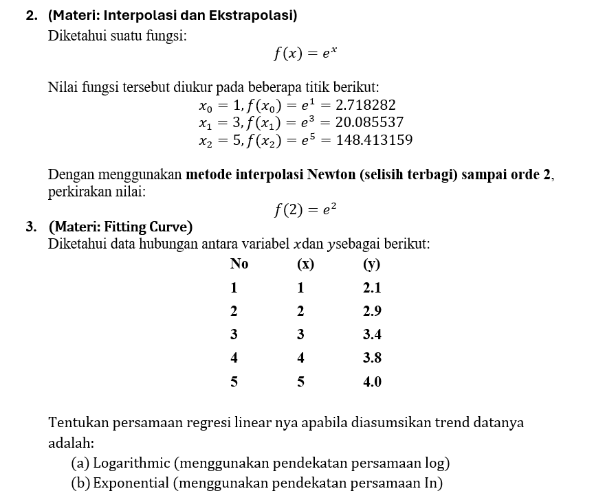 2. (Materi: Interpolasi dan Ekstrapolasi) | StudyX